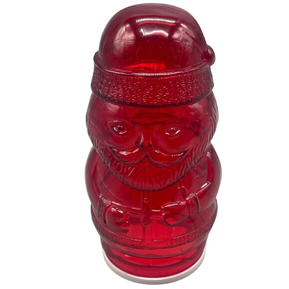 unknown | Holiday | Vintage Clear Red Christmas Santa Plastic Jar Lid ...